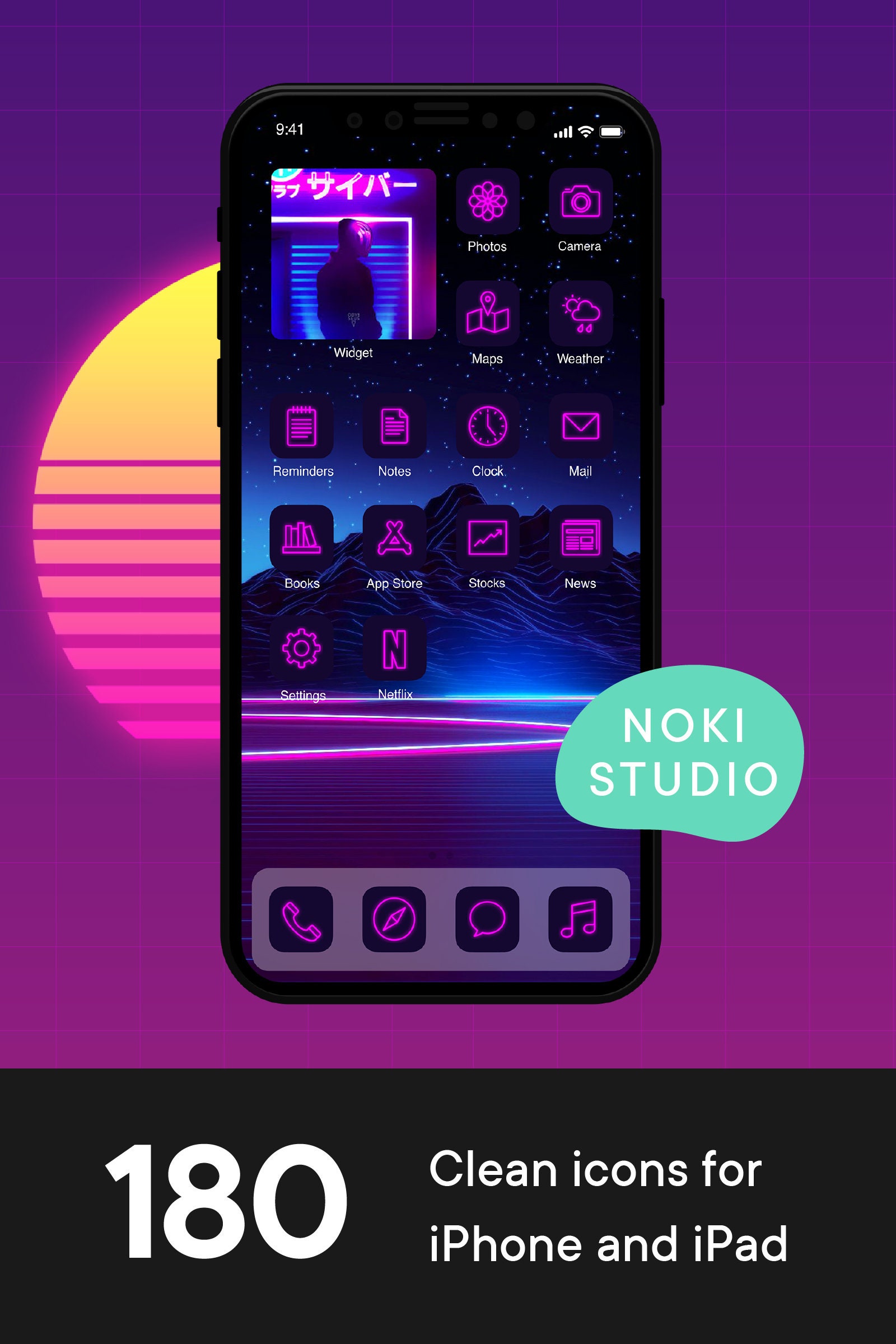 Vaporwave Icons, Synthwave iPhone and iPad App Icon, Retrowave Theme ...