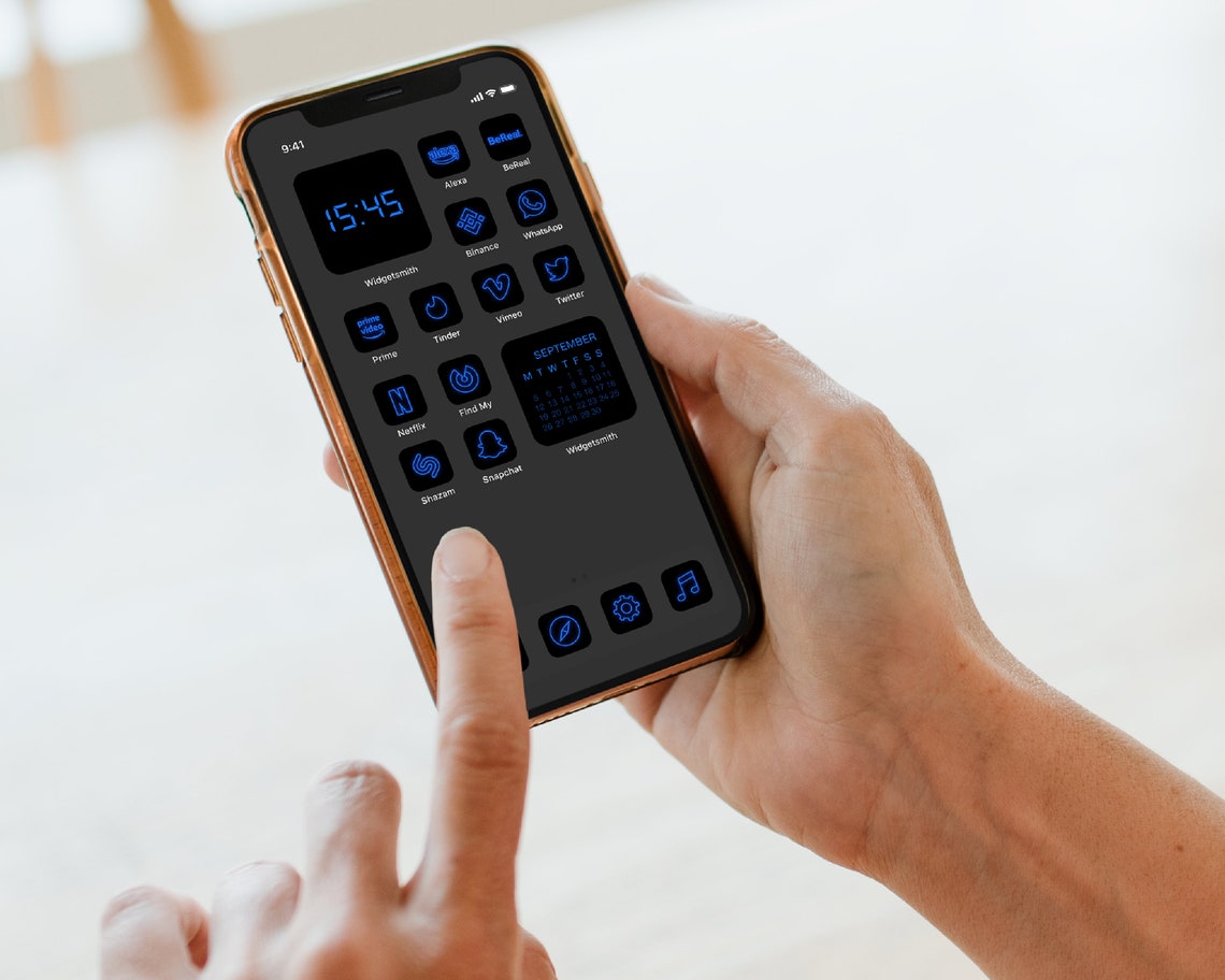 Ios 16 Icon Pack Neon Blue Dark Blue With Black Galaxy - Etsy