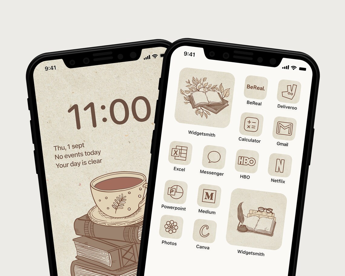 Light Academia iPhone / Ipados / Android, Icon Pack, Vintage Book ...