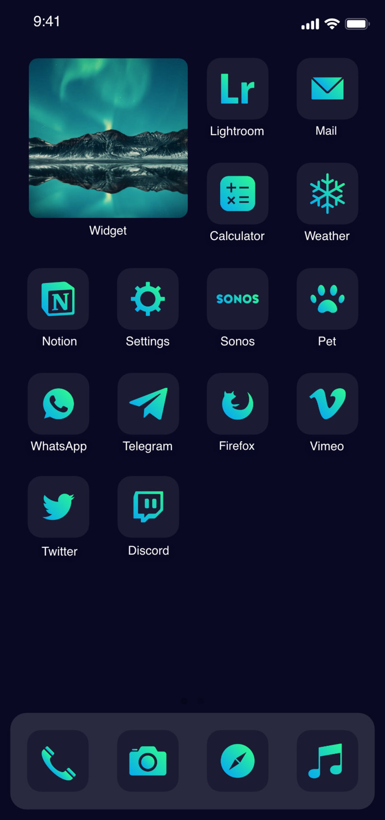 Northern Light Icon Pack, Polar Lights Theme, Green Blue Gradient ...