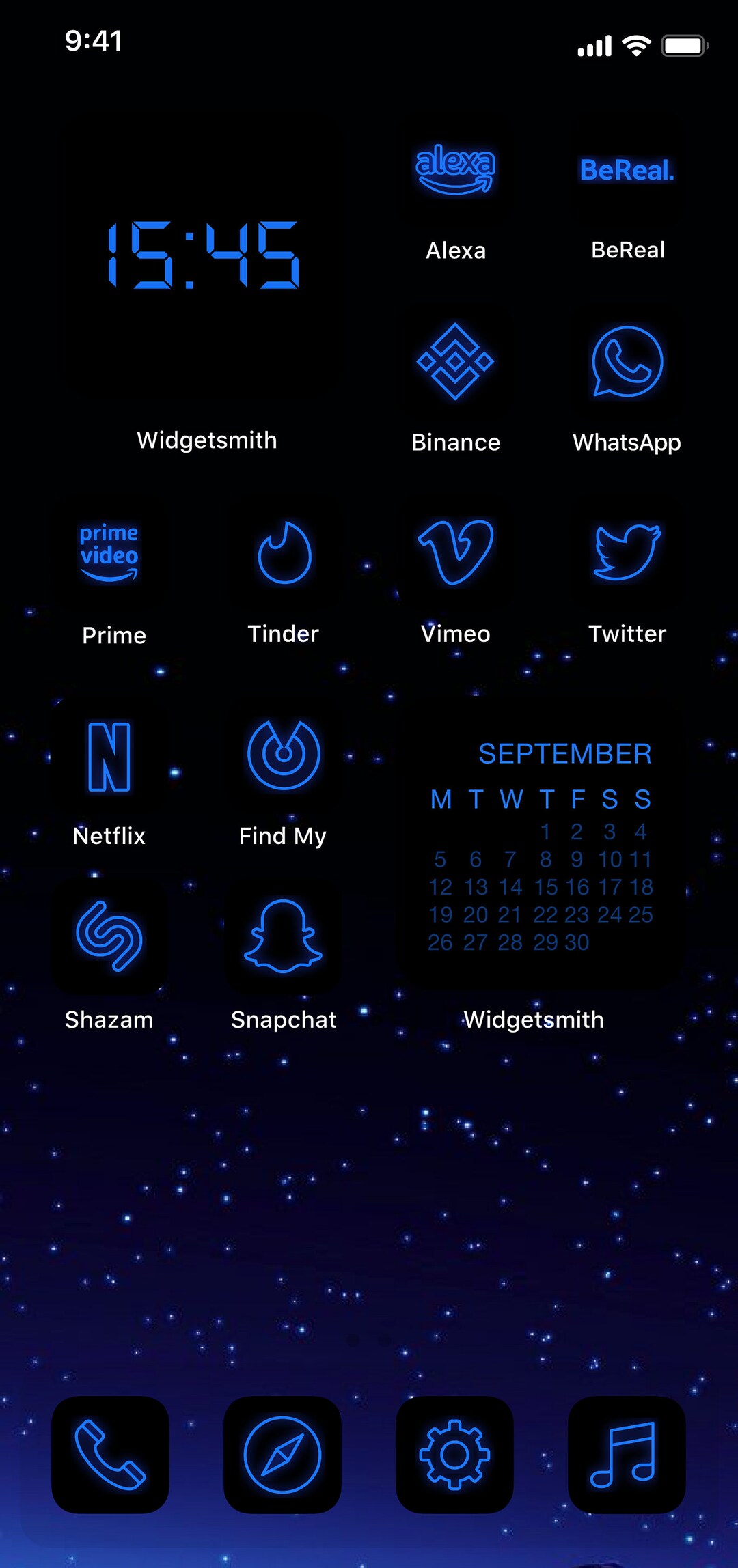 Ios 16 Icon Pack, Neon Blue, Dark Blue With Black, Galaxy Theme, Starry ...