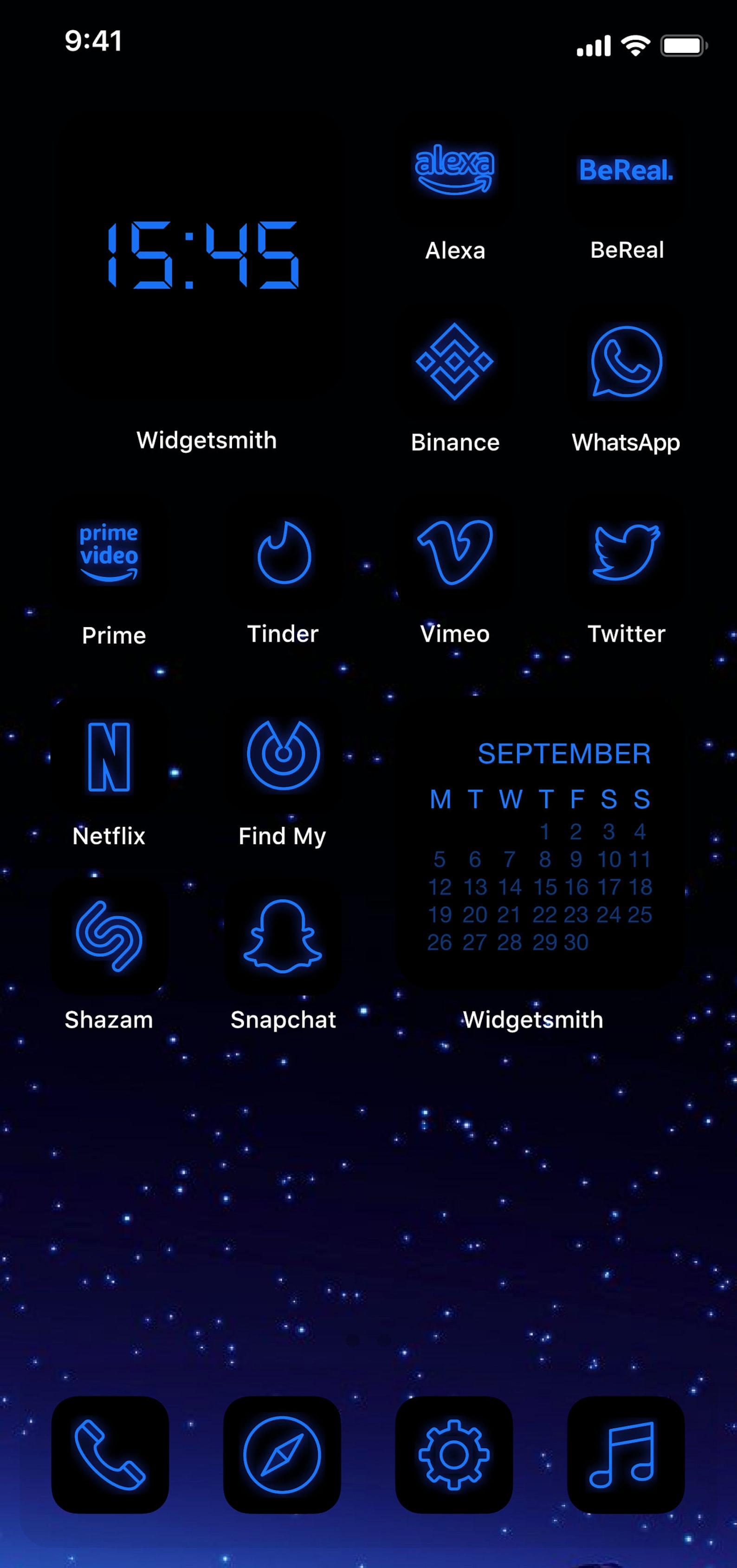 Neon Blue Galaxy Iphone/ipados/android, Icon Pack, Dark Blue Aesthetic ...