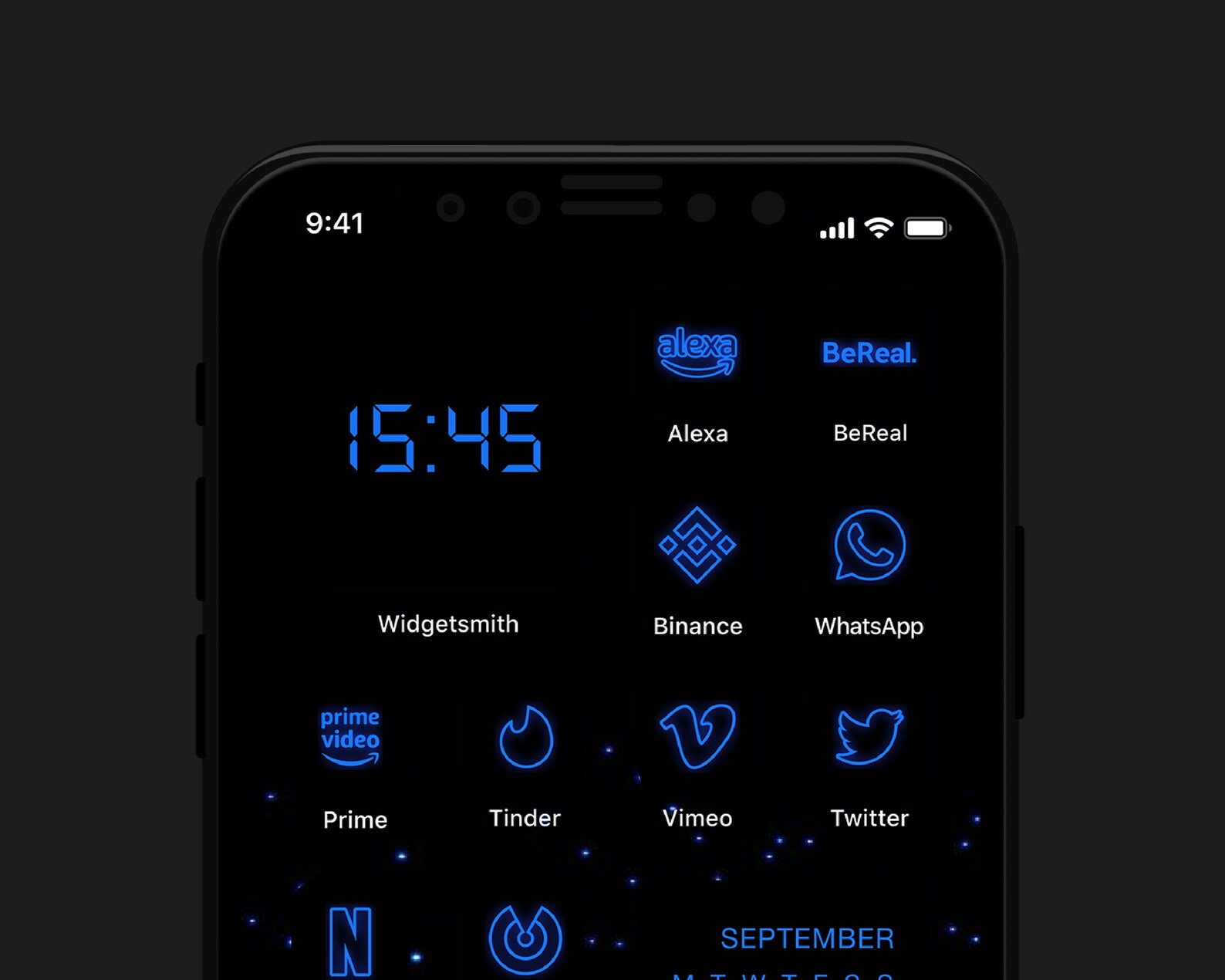 Ios 16 Icon Pack Neon Blue Dark Blue With Black Galaxy - Etsy
