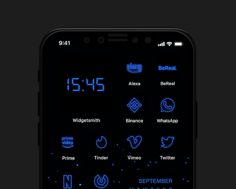 Ios 16 Icon Pack Neon Blue Dark Blue With Black Galaxy - Etsy