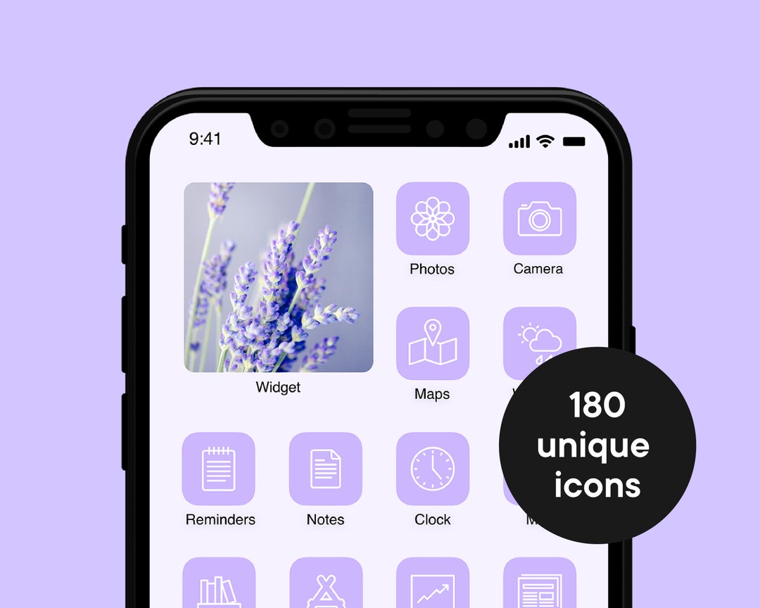 Lavender App Icons, Purple App Icons, Aesthetic Purple iPhone App Icons ...