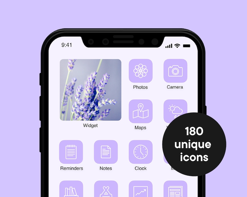 Lavender App Icons, Purple App Icons, Aesthetic Purple iPhone App Icons ...