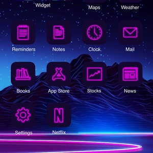 Vaporwave Icons, Synthwave iPhone and iPad App Icon, Retrowave Theme ...