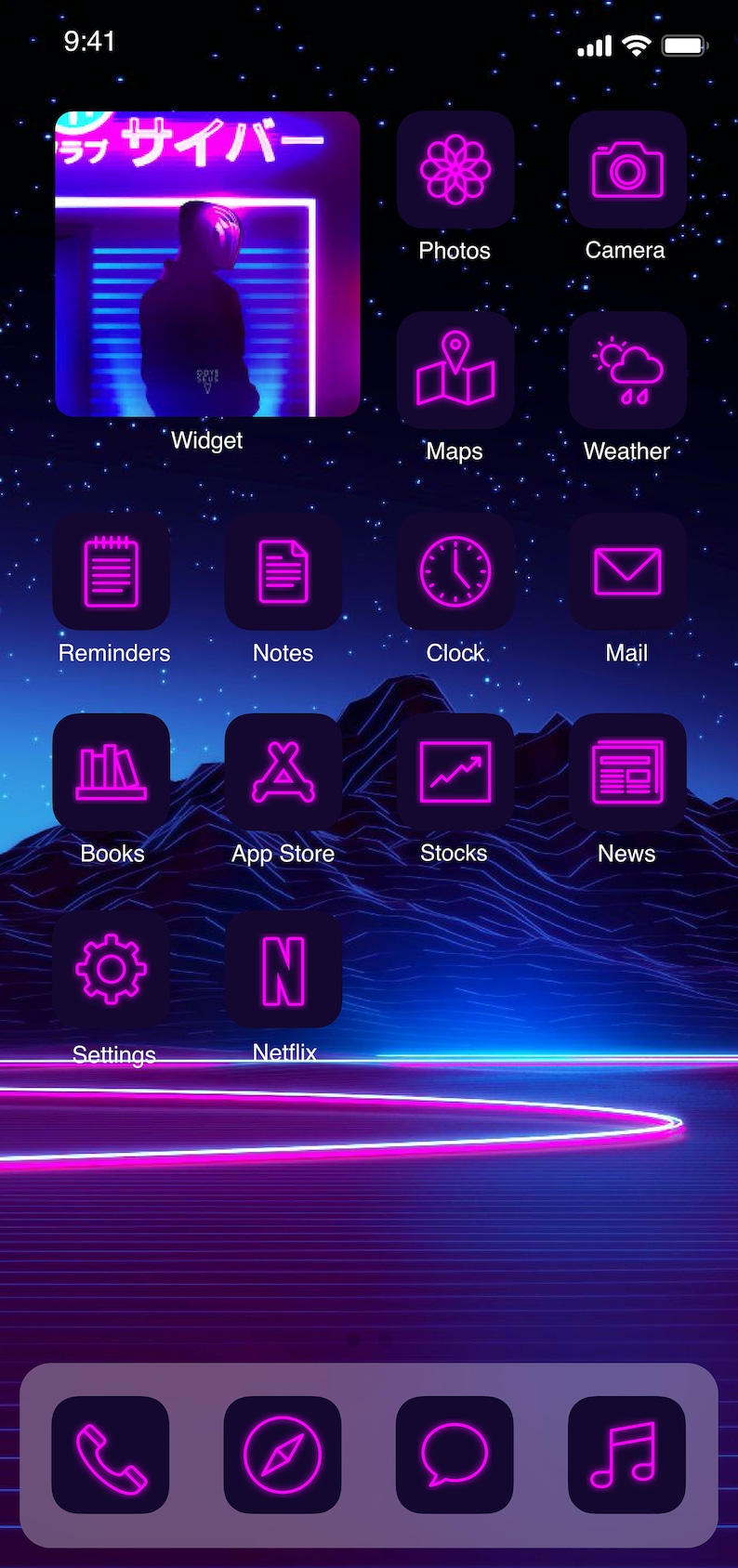 Vaporwave Icons, Synthwave iPhone and iPad App Icon, Retrowave Theme ...