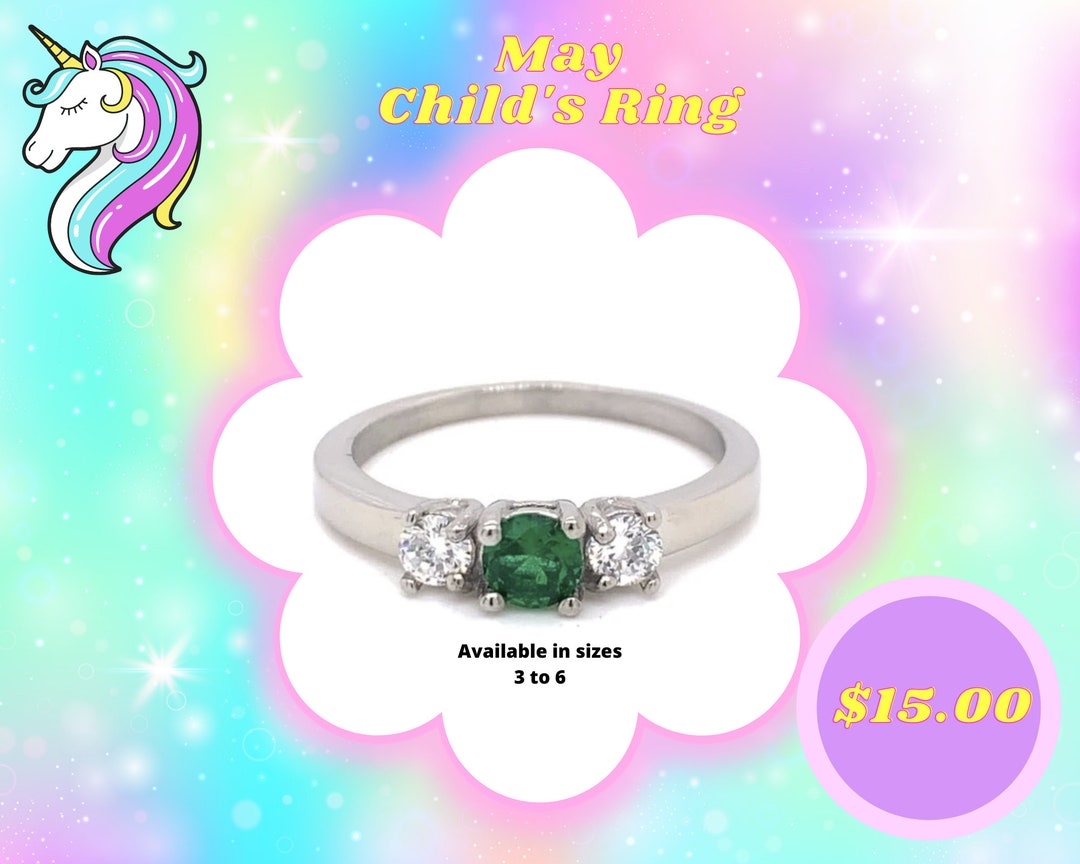 May Child's Ring, Birthstone Ring, Childrens Jewelry, Girls Ring, Kids ...