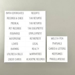 Household Files LABELS ONLY | Important Document Labels | Home Family ...