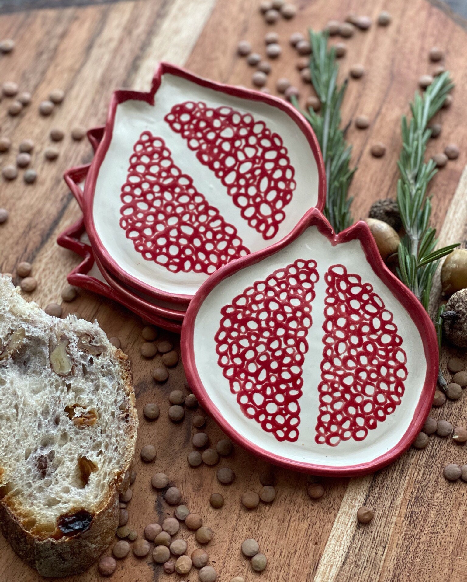 Pomegranate Dish handmade Ceramic Plate Trinket Dish | Etsy