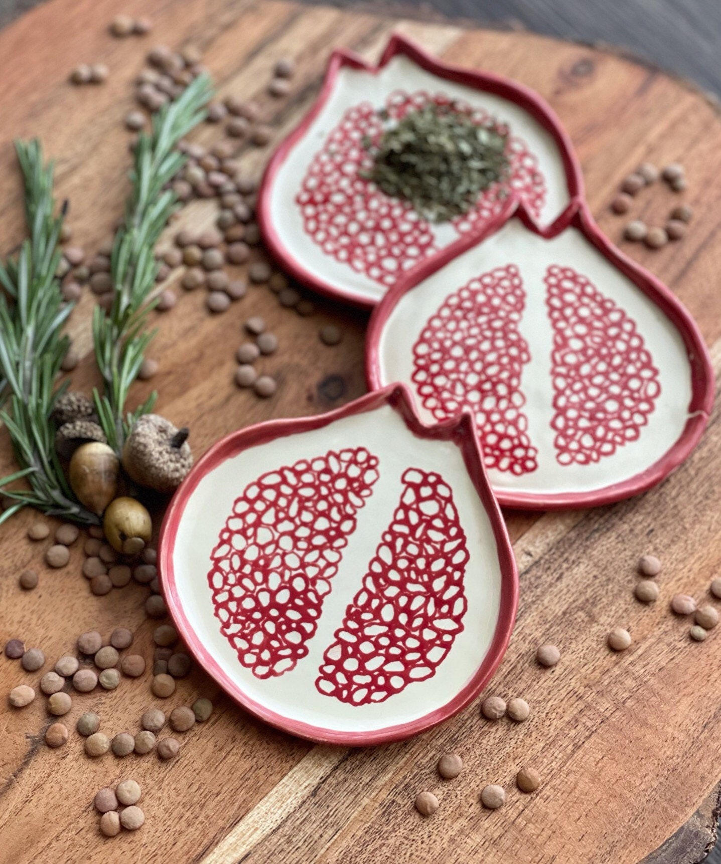 Pomegranate Dish handmade Ceramic Plate Trinket Dish | Etsy