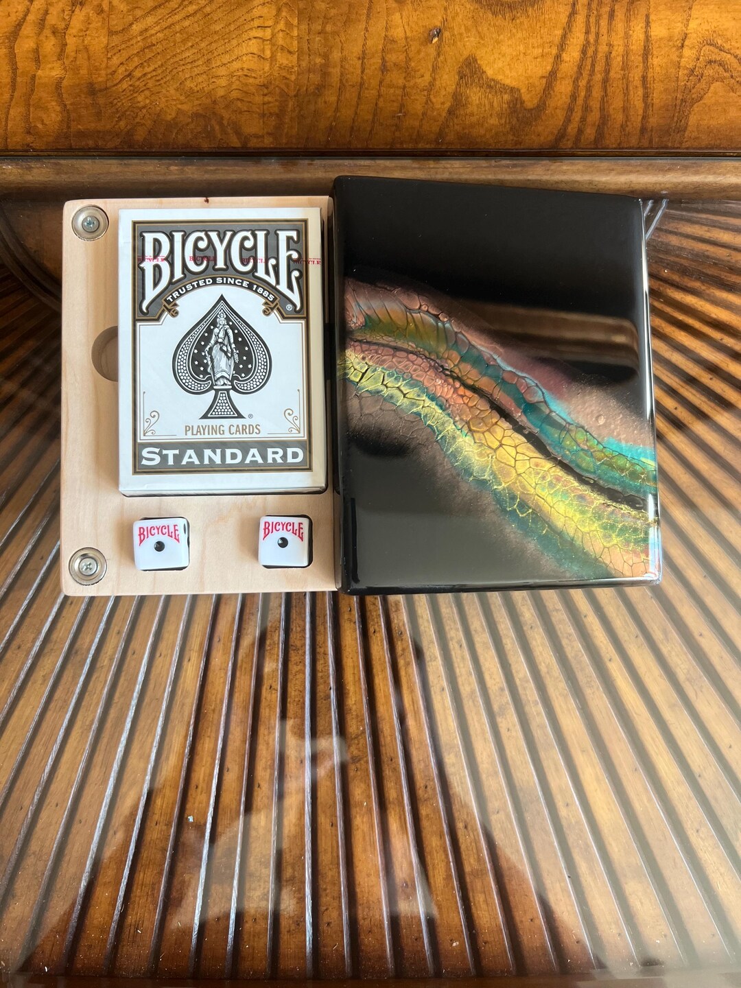 Magnetic Playing Card Box (black/multi) - Etsy