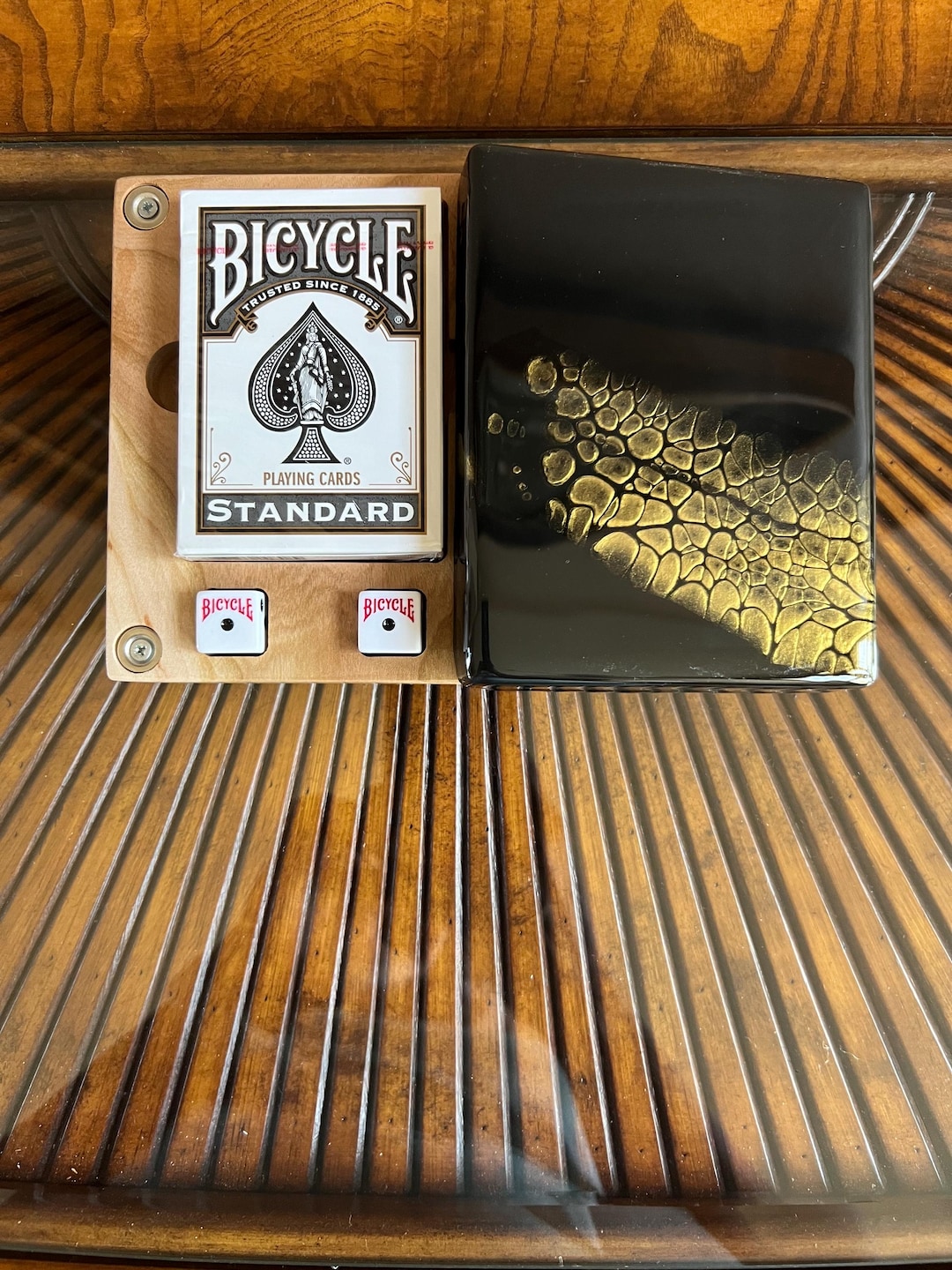 Magnetic Playing Card Box black/gold - Etsy