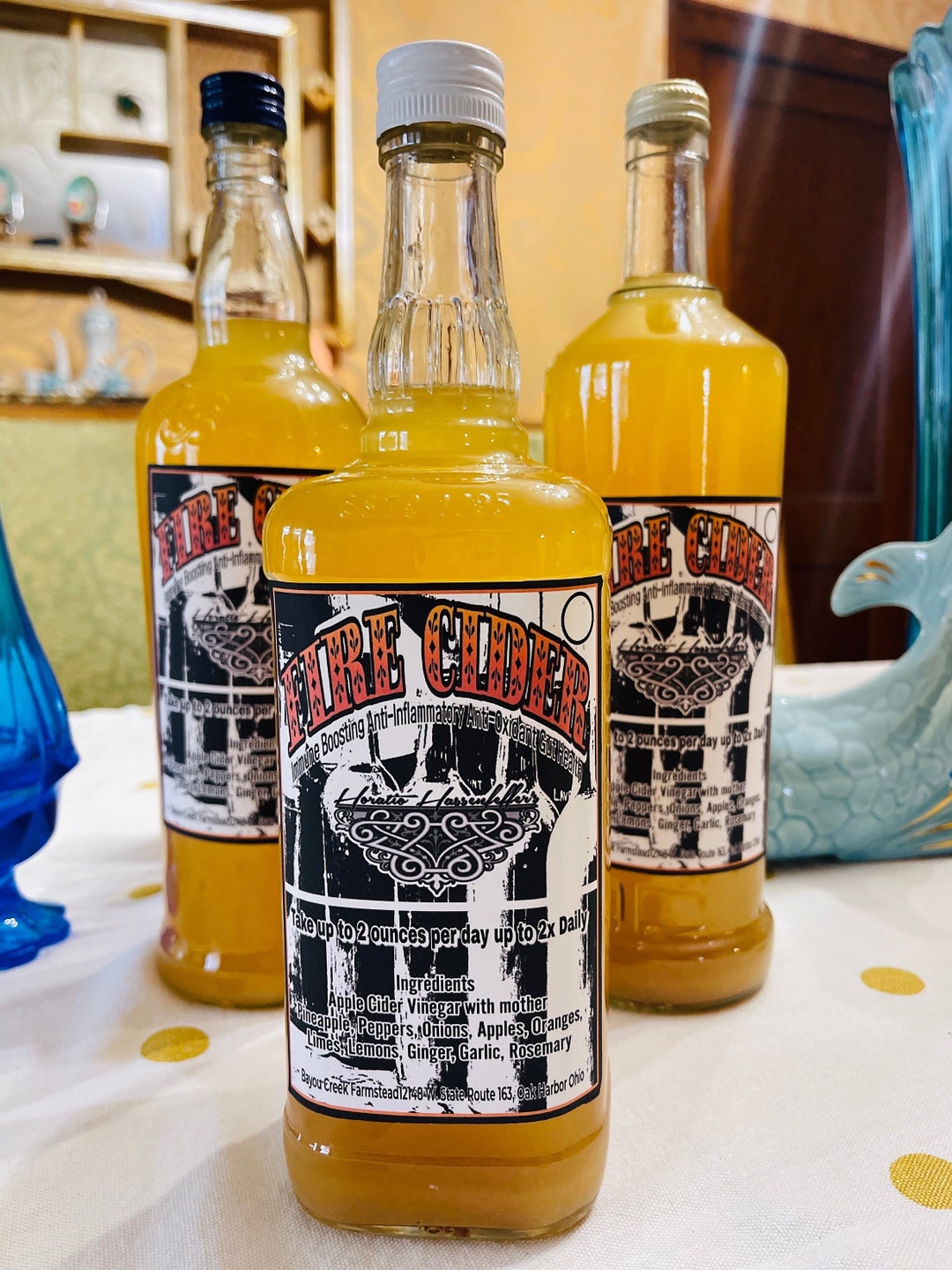 Fire Cider Without Honey 750ml or 1 Liter Infused ACV W Mother Rosemary ...