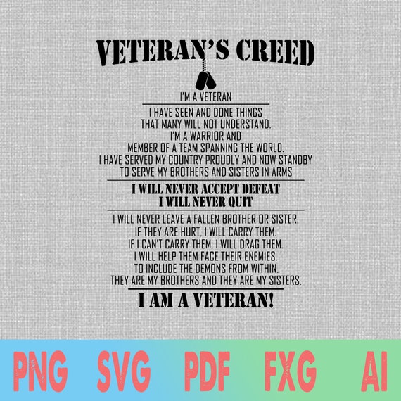 Veteran's creed svg I'm a veteran svg veteran | Etsy