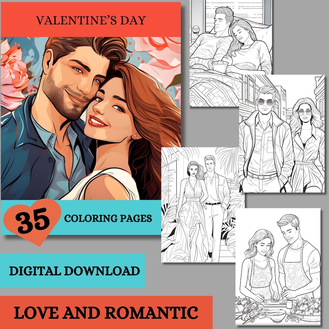 Valentıne's Day Coloring Pages for Adults and Teens Valentine Activity ...