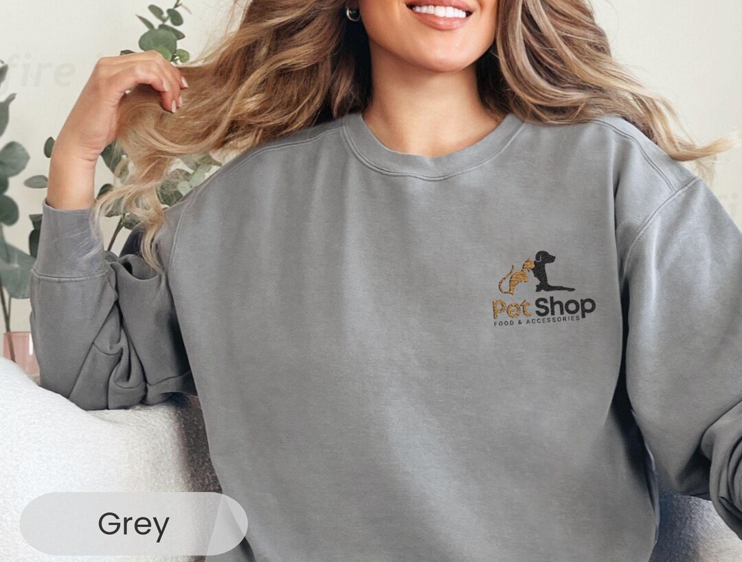 Comfort Colors Custom Company Logo Embroidered Sweatshirt Personalized ...