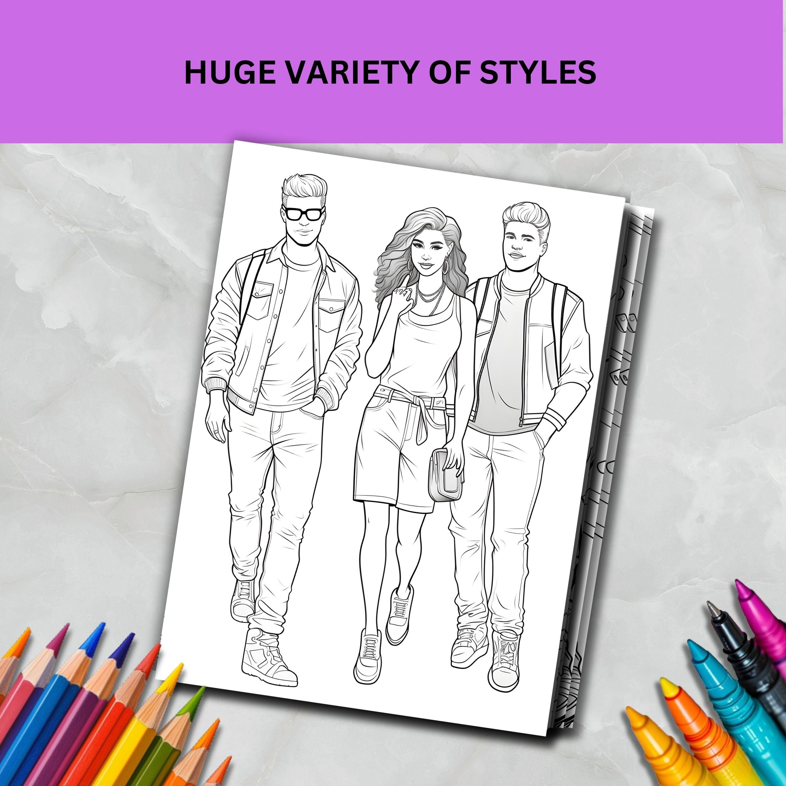 Fashion Coloring Pages for Adults and Teens Printable Fashion Coloring ...