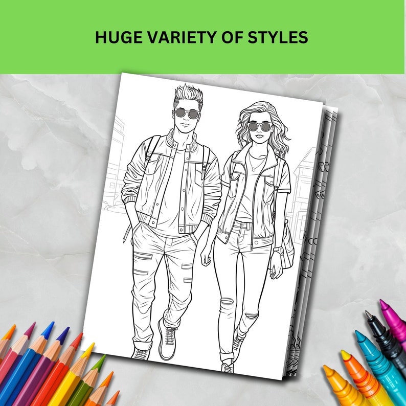 Adult Fashion Coloring Pages Printable Fashion Coloring Sheets Digital ...