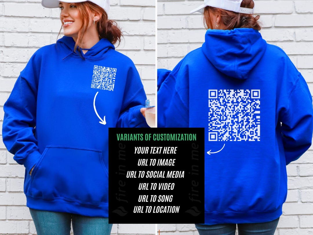 Custom QR Code Hoodie Funny Sarcastic T-shirt Hidden Message Gag Gift ...