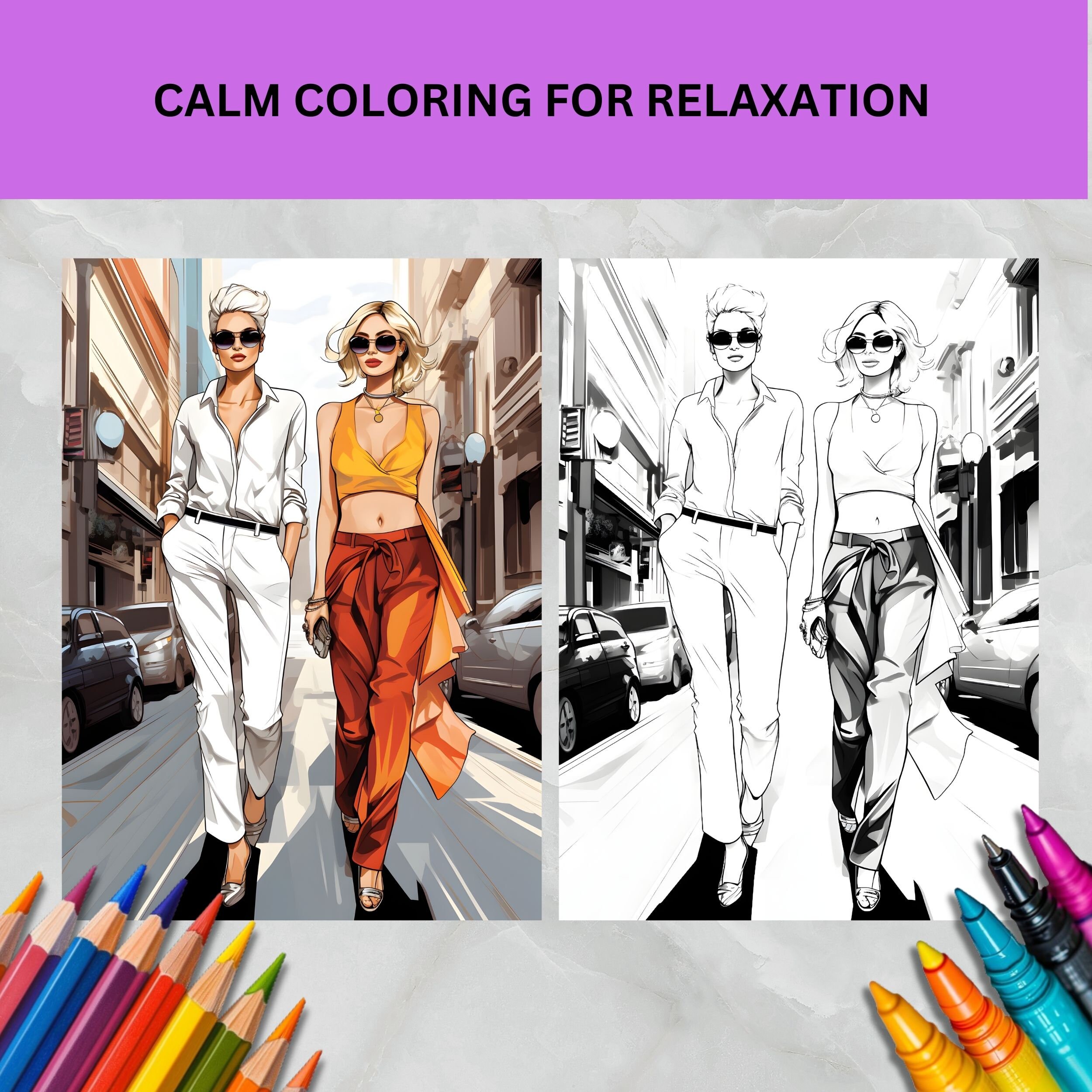 Fashion Coloring Pages for Adults and Teens Printable Fashion Coloring ...
