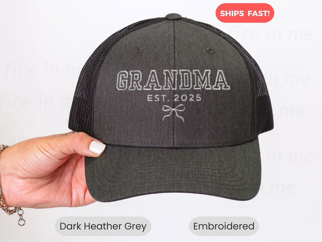 Grandma Custom Bow Hat Embroidered Est Date New Grandmother ...