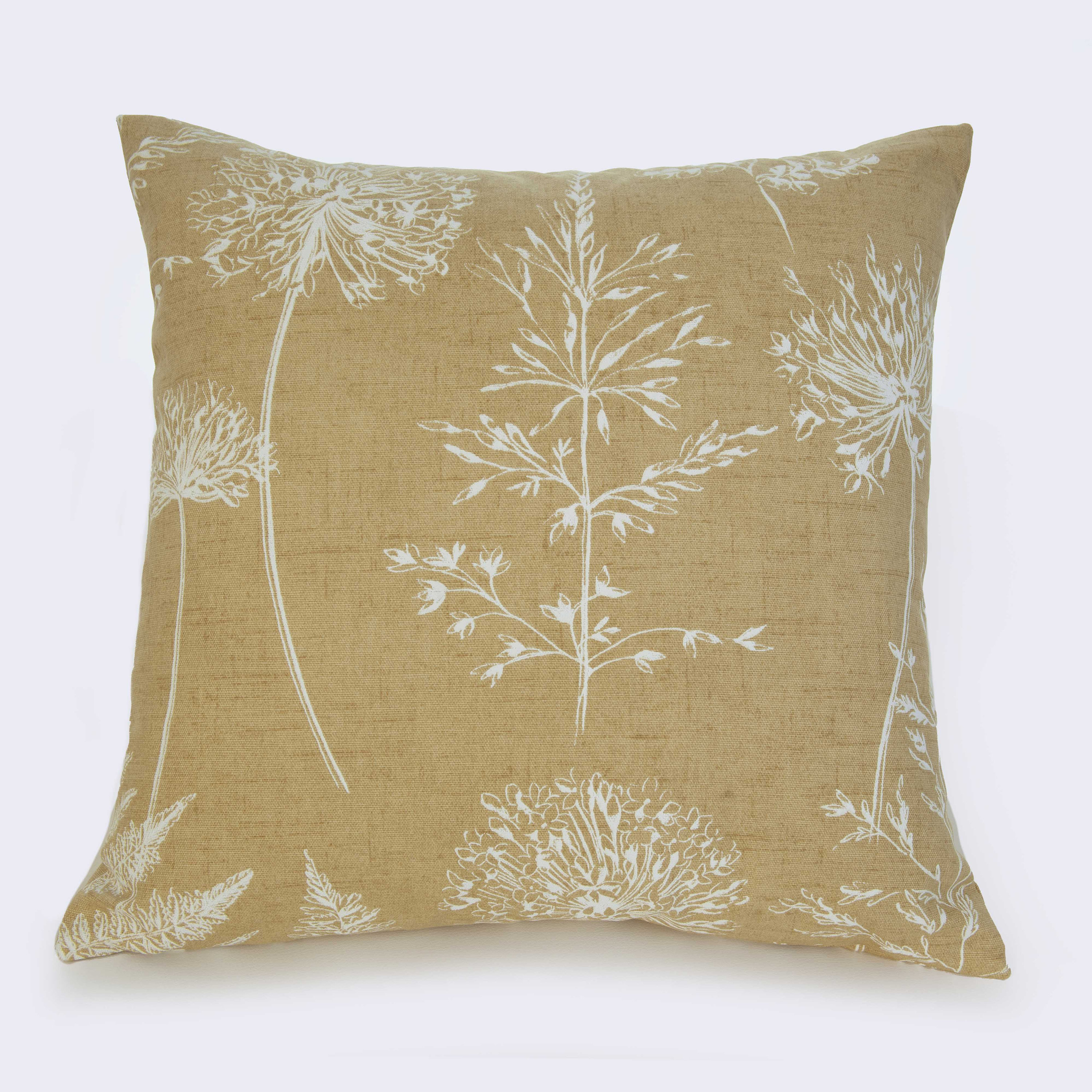 Ferns and Grasses Mustard Cushion or Cover, 17 in 43cm Pattern on Both ...