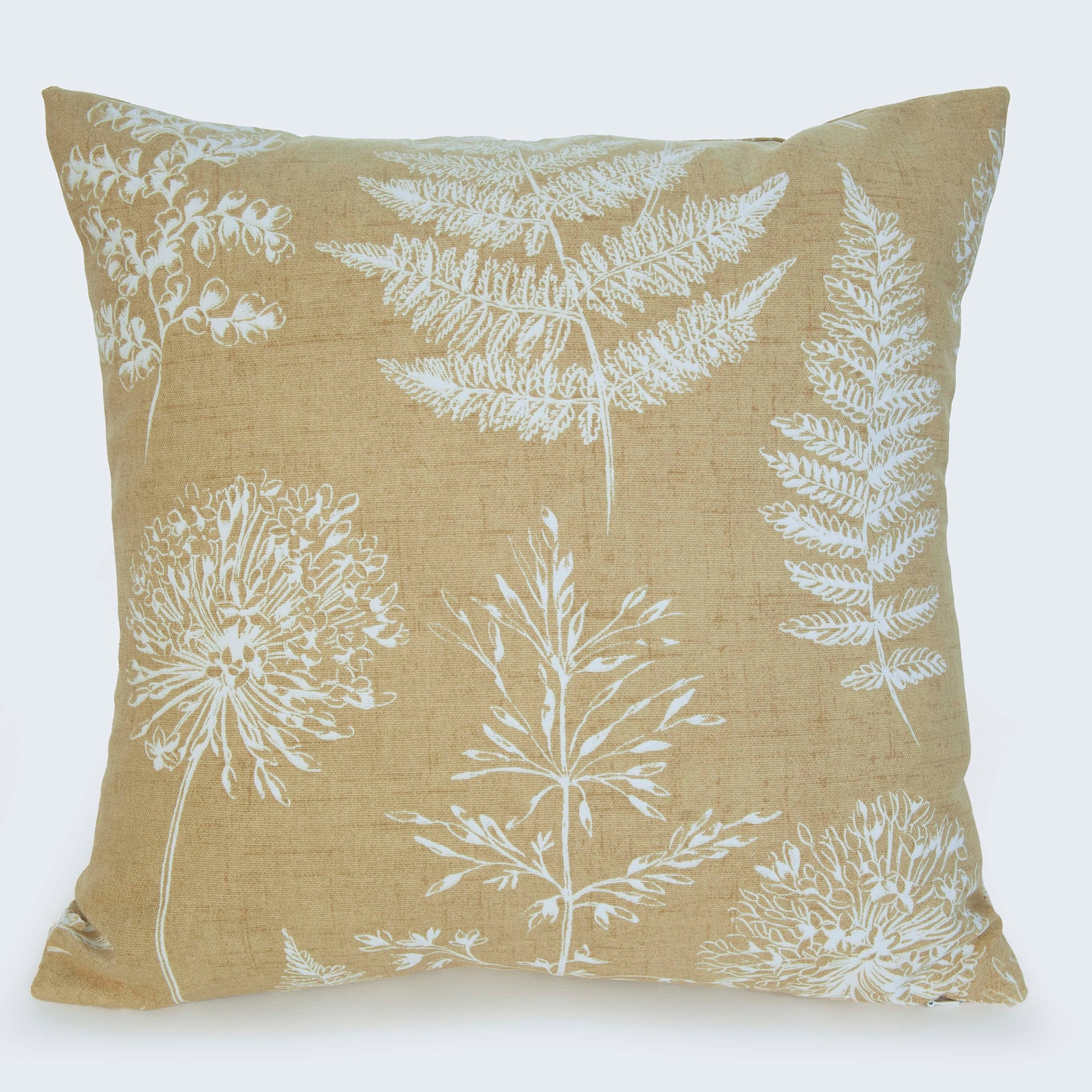 Ferns and Grasses Mustard Cushion or Cover, 17 in 43cm Pattern on Both ...