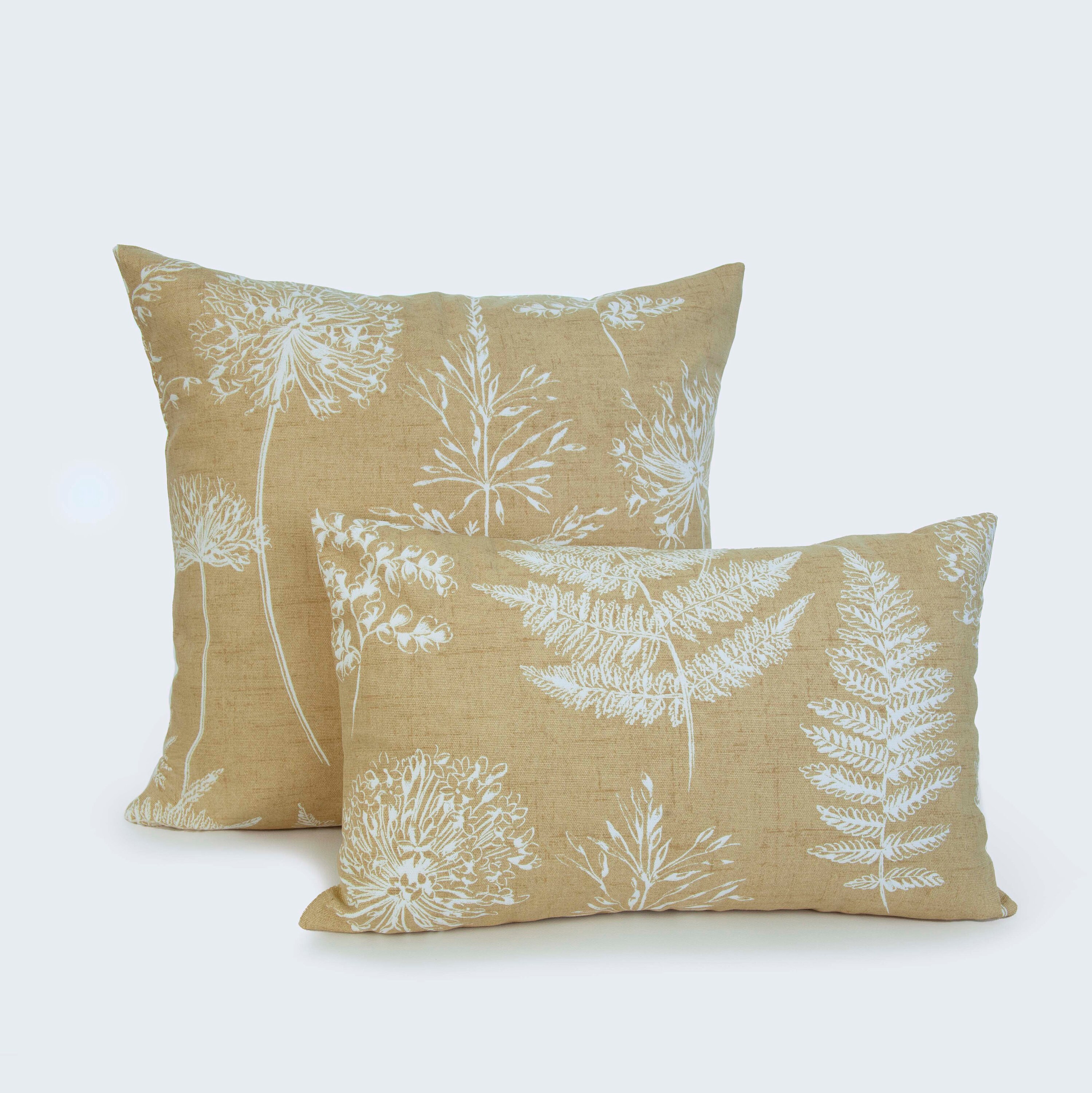 Ferns and Grasses Mustard Cushion or Cover, 17 in 43cm Pattern on Both ...