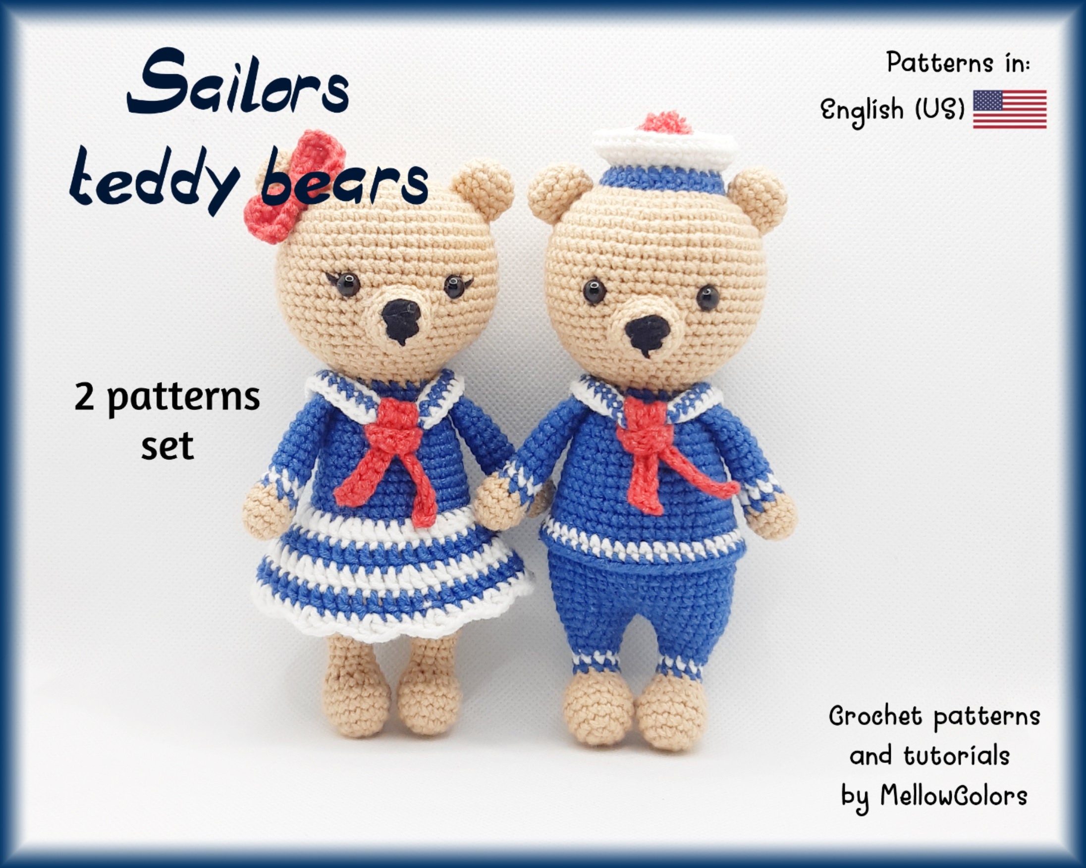 Amigurumi Crochet Pattern for Two Sailors Teddy Bears - Etsy