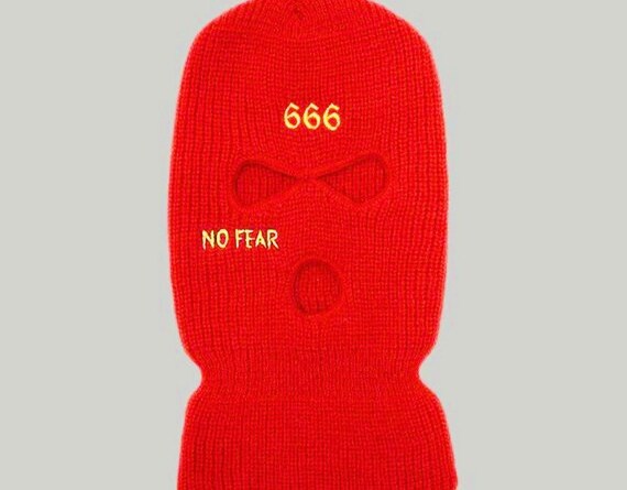 Cool Ski Mask Red 666 Face Mask No Fear Embroidered | Etsy
