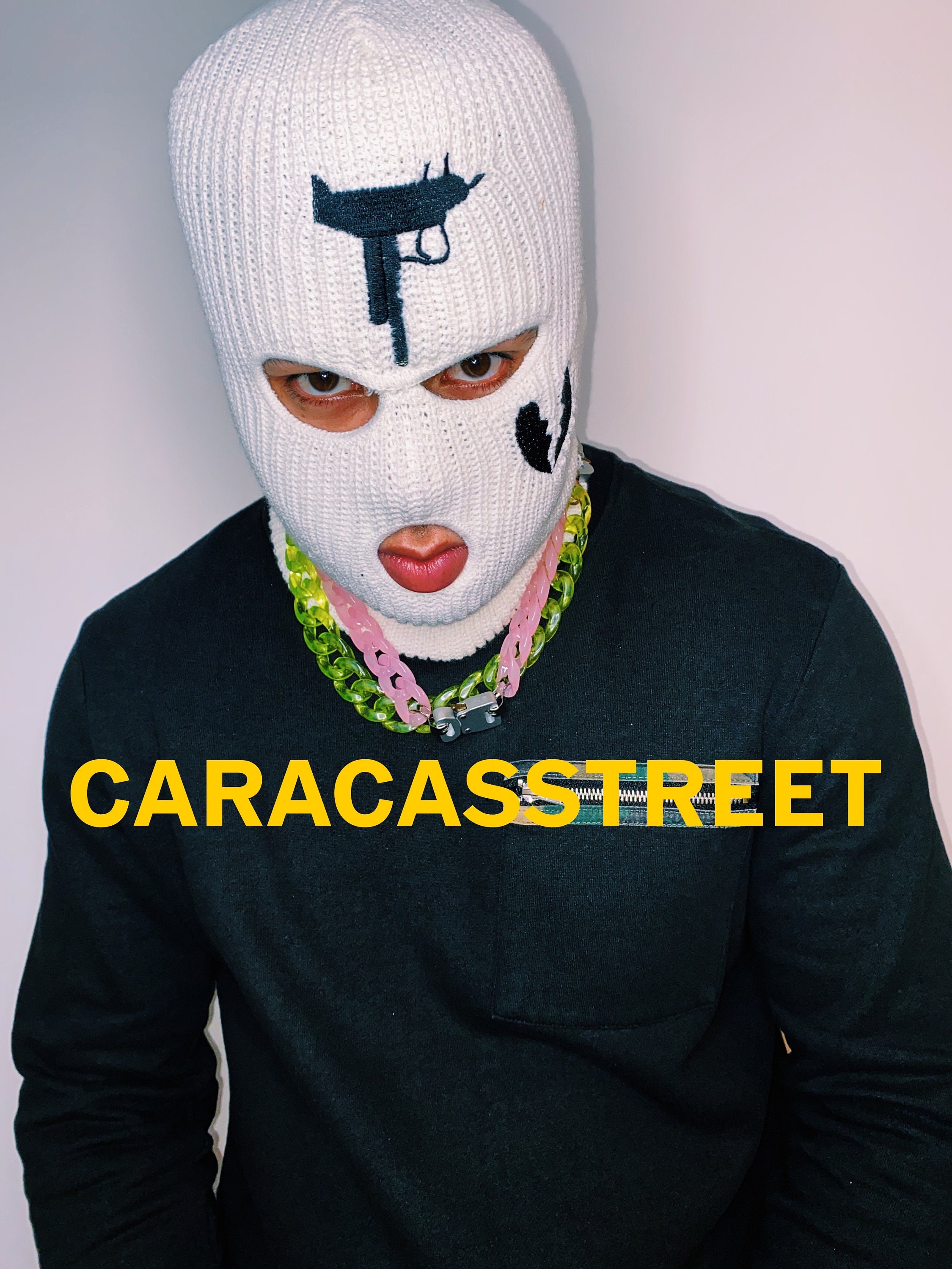 Ski Mask Pink UZI Pistol Broken Heart embroidered Pink Cool Skimask ...