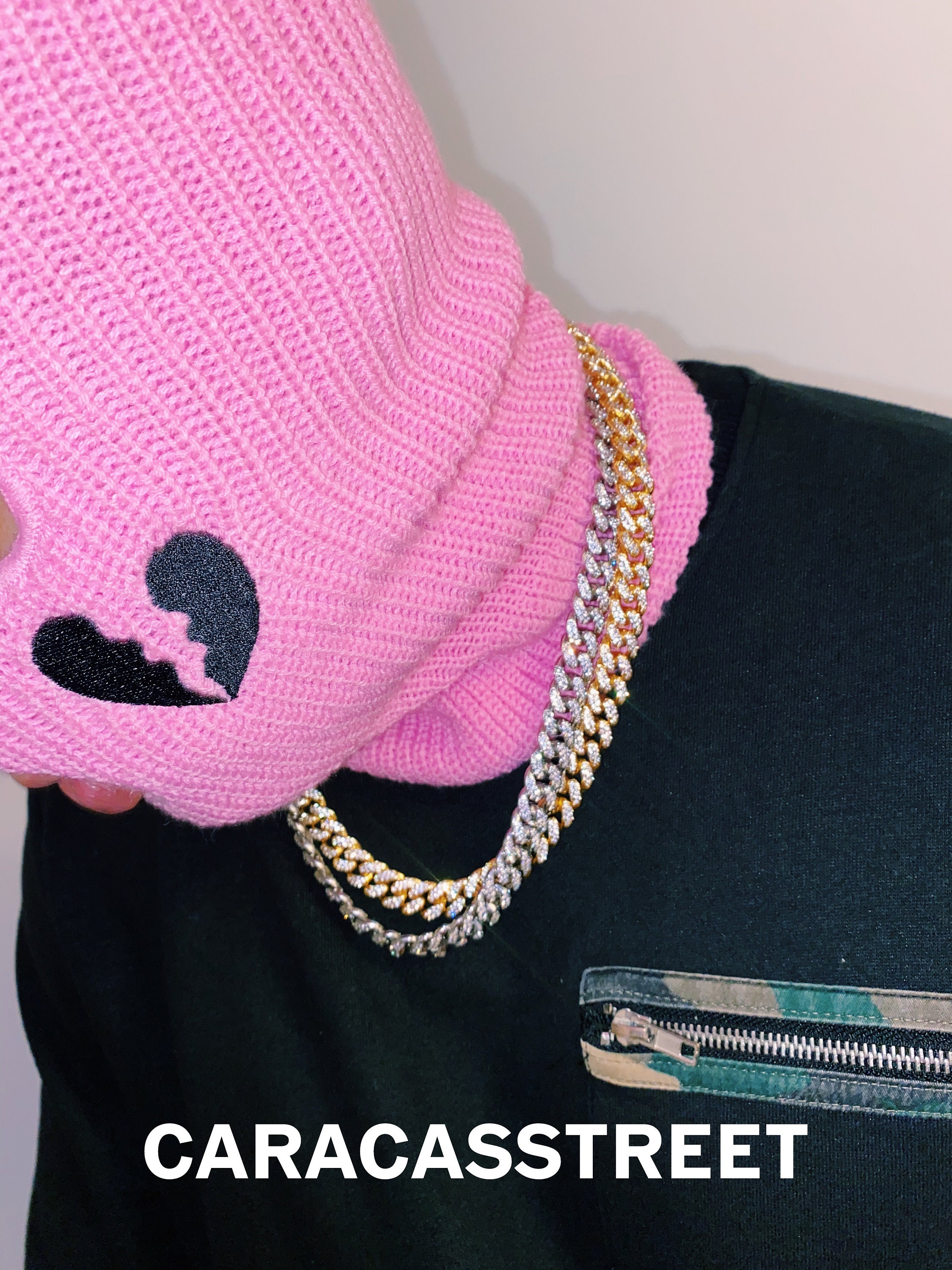Ski Mask Pink UZI Pistol Broken Heart Embroidered Pink - Cool Skimask ...