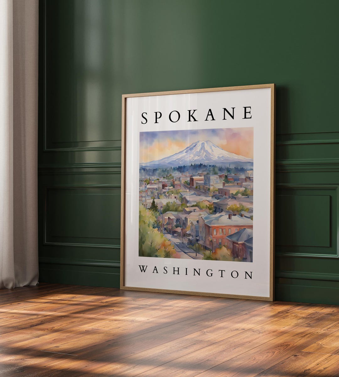 Spokane Washington Watercolor Printable | Spokane Skyline Art | Pacific ...
