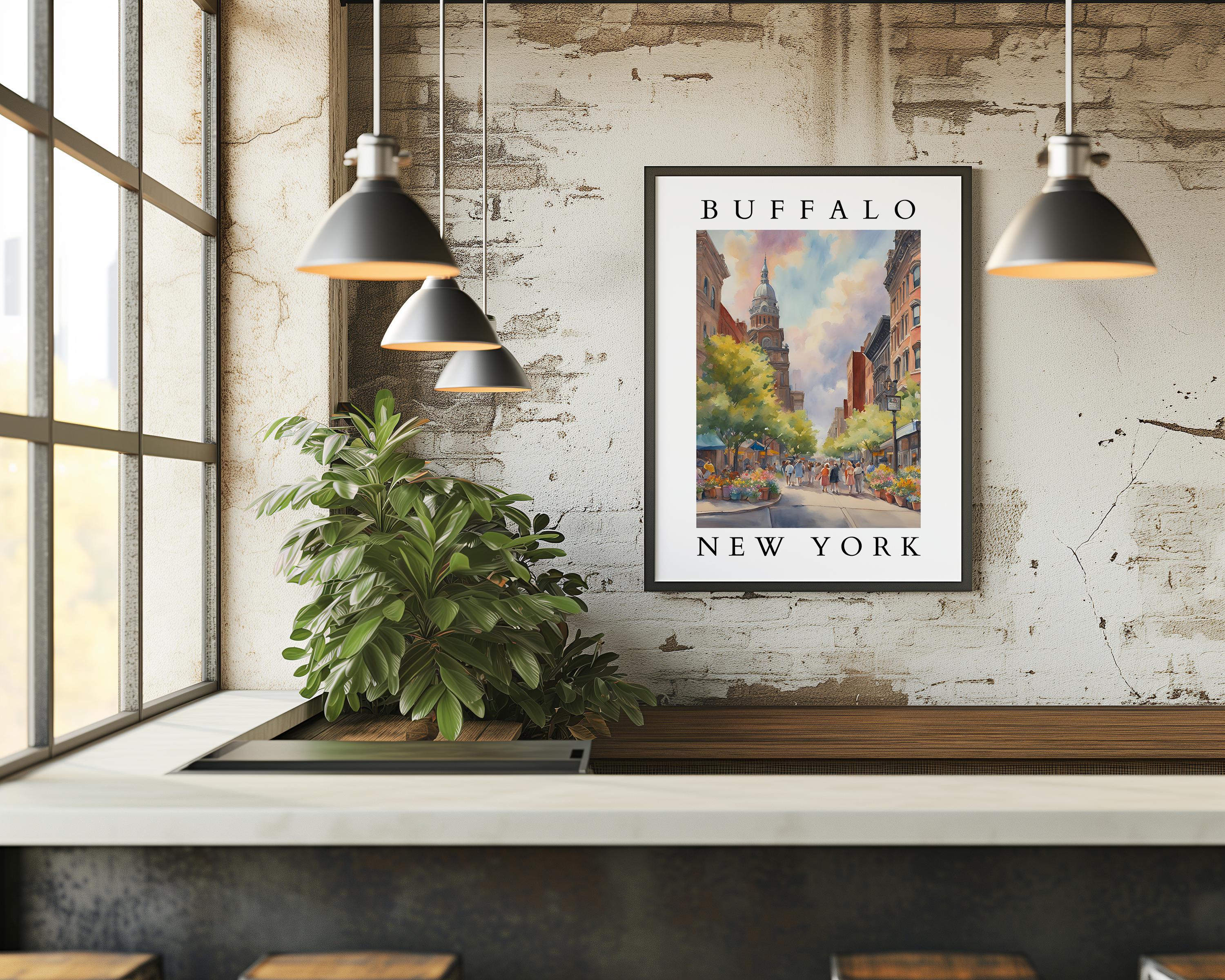Buffalo New York Watercolor Printable | Digital Wall Art of Buffalo ...