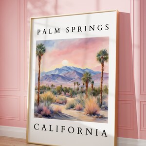 Palm Springs California Watercolor Print | California Desert Landscape ...