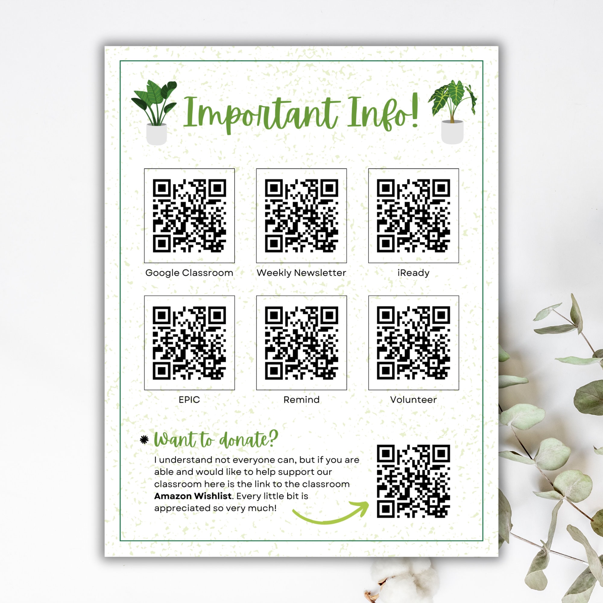 Meet the Teacher Template Plants Theme Classroom Back to School ...