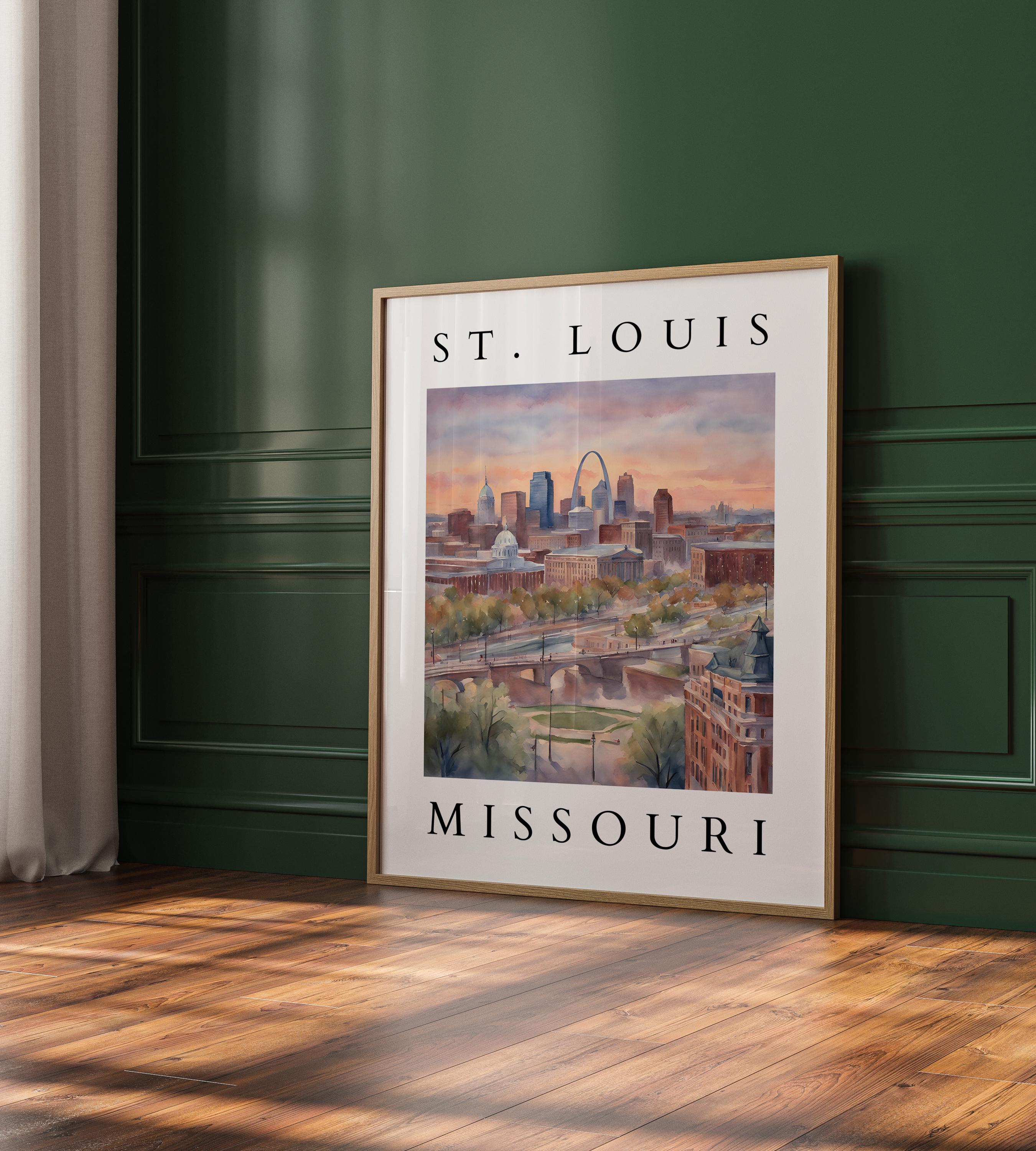 St. Louis Missouri Watercolor Printable | Digital Wall Art | Skyline ...