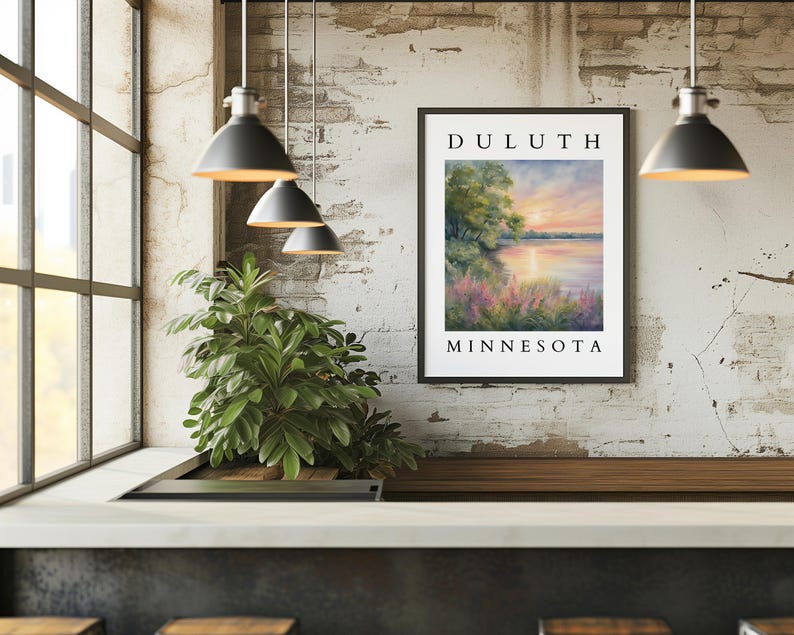 Duluth Minnesota Watercolor Printable | Digital Wall Art | Lake Sunset ...
