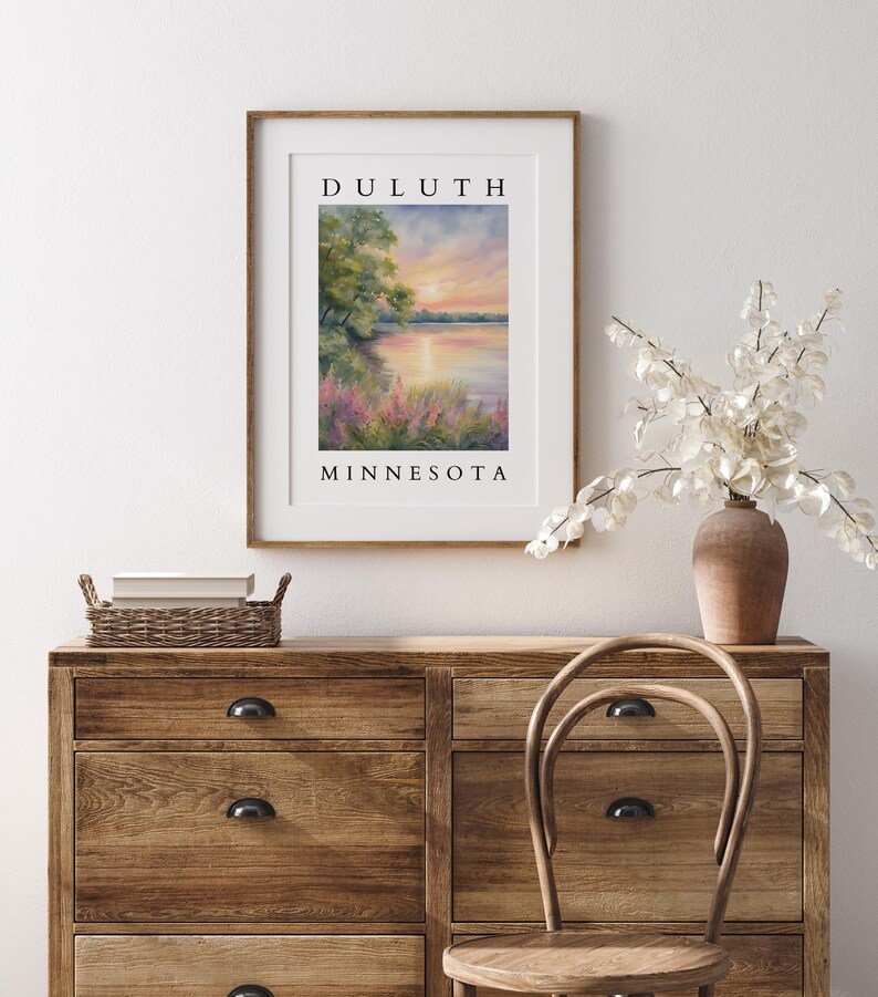 Duluth Minnesota Watercolor Printable | Digital Wall Art | Lake Sunset ...