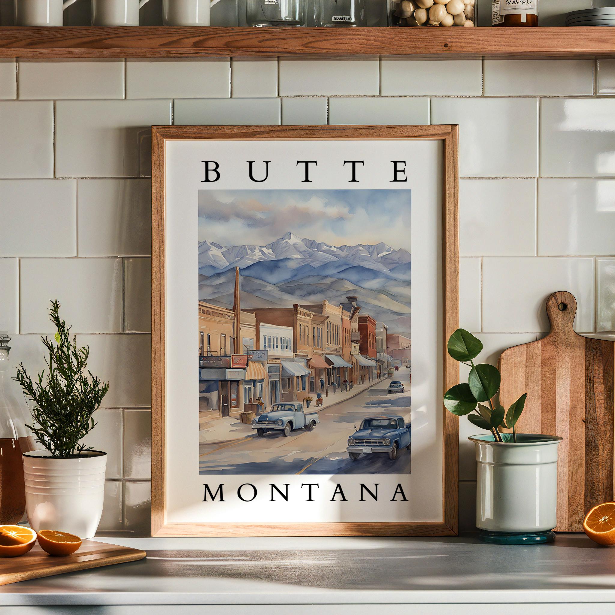 Butte Montana Watercolor Printable | Historic Downtown Art | Montana ...
