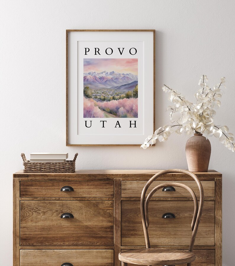 Provo Utah Watercolor Printable | Mountain Landscape Art | Digital Wall ...
