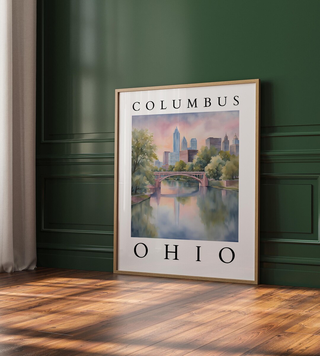 Columbus Ohio Print | Ohio Watercolor Printable | Columbus Skyline Art ...