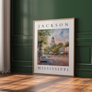 Jackson Mississippi Watercolor Printable | Digital Wall Art | Historic ...