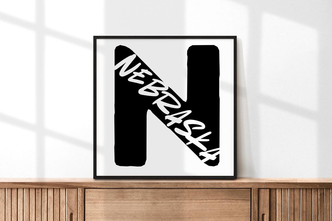 Nebraska Typography Printable Wall Art | Modern Nebraska State Print ...