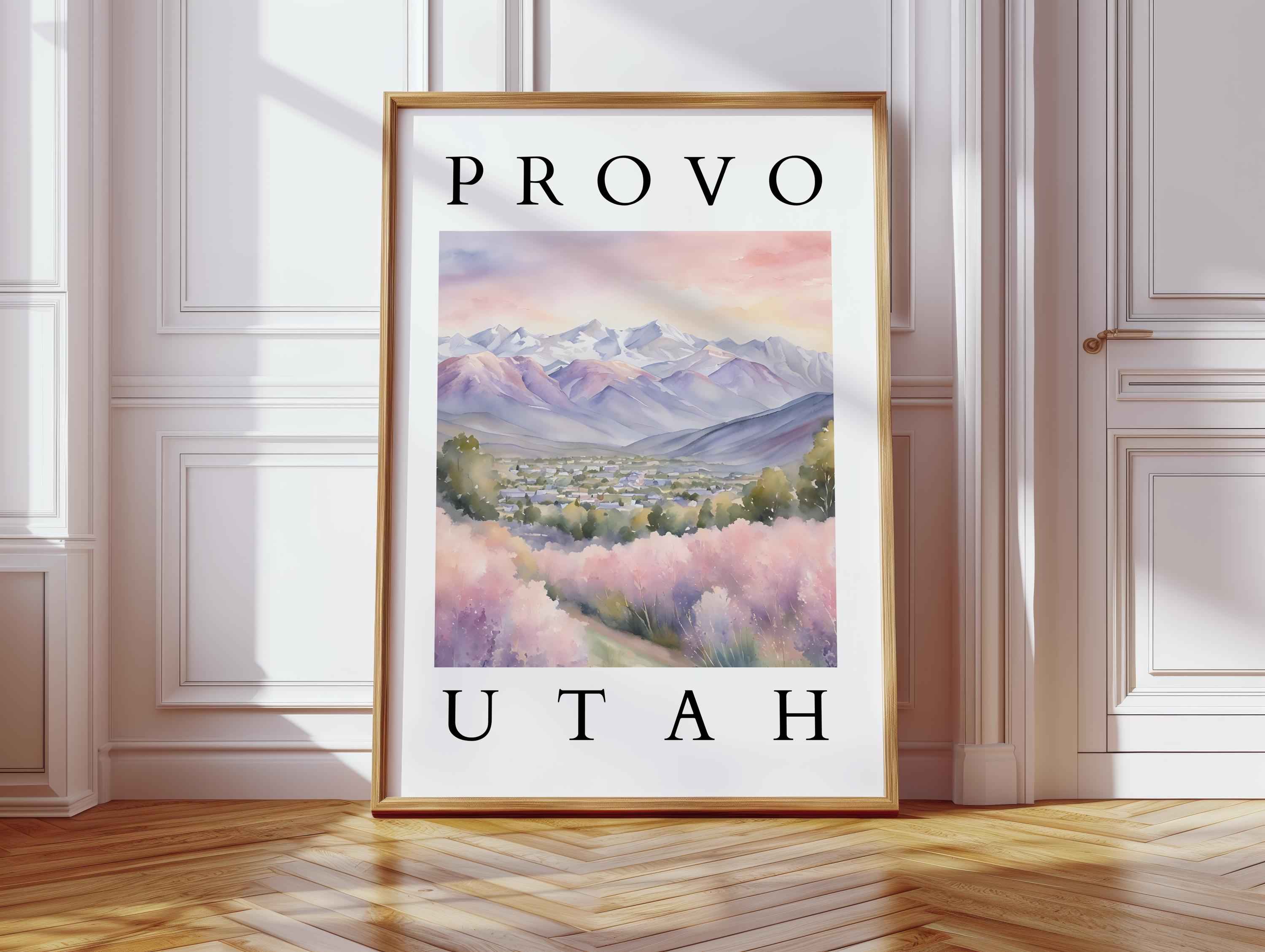 Provo Utah Watercolor Printable | Mountain Landscape Art | Digital Wall ...