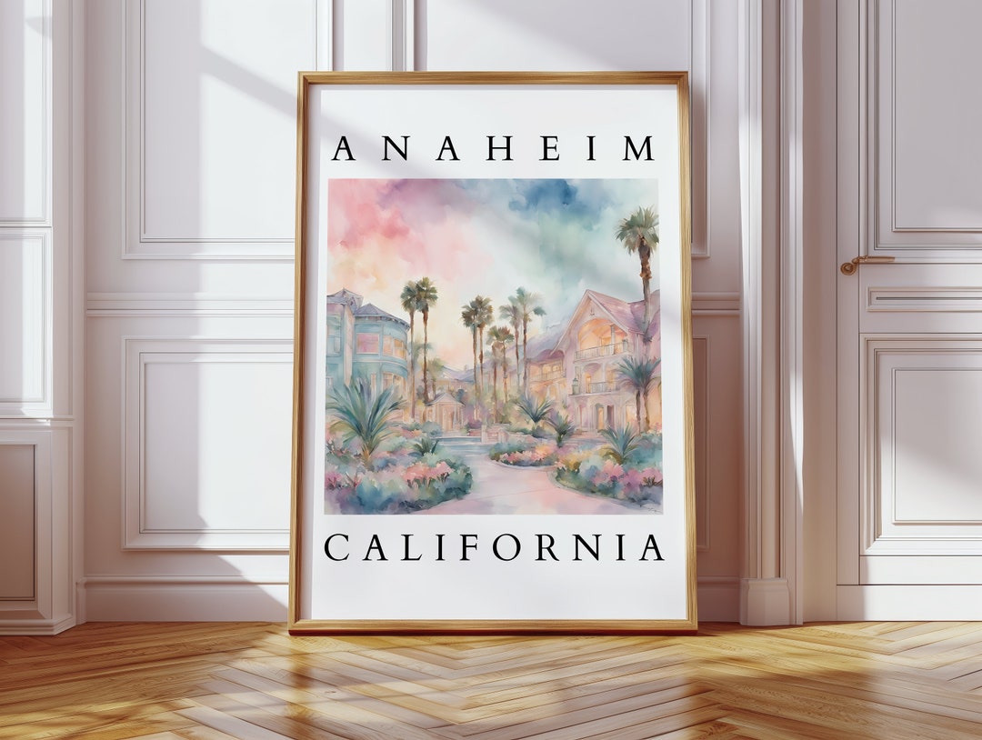 Anaheim California Watercolor Print | California Wall Art | Palm Trees ...