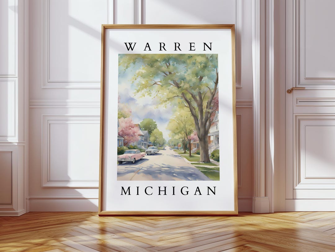 Warren Michigan Watercolor Printable | Historic Neighborhood Wall Art ...