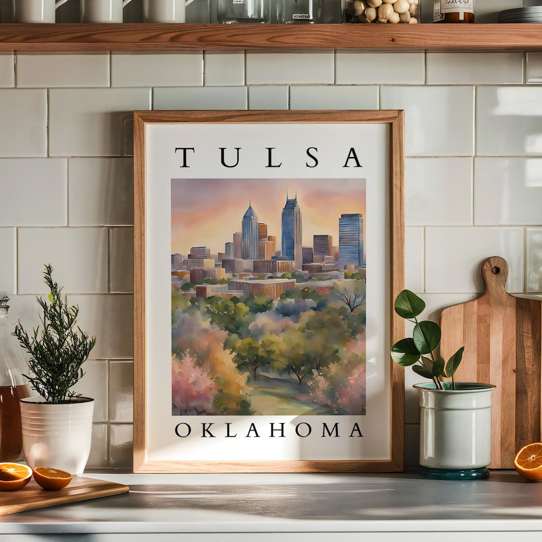 Tulsa Oklahoma Print | Tulsa Skyline Wall Art | Oklahoma Cityscape ...